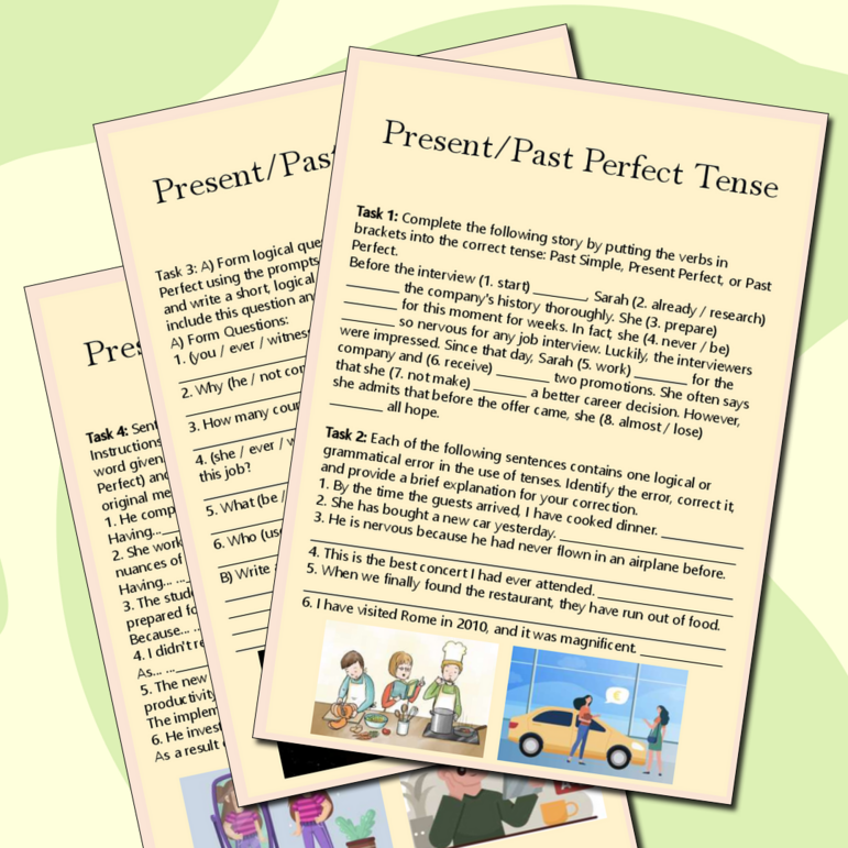 Рабочий лист по английскому языку на тему "Present/Past Perfect Tense"