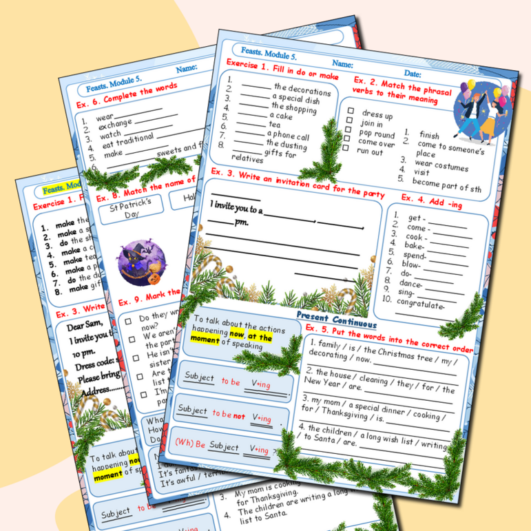 Рабочий лист по английскому языку на тему "Feasts" для Spotlight 6 Module 5 (Festive time, Let's ...