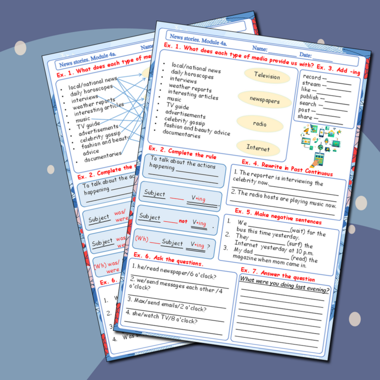 Рабочий лист по английскому языку на тему "News stories" для Spotlight 7 Module 4a