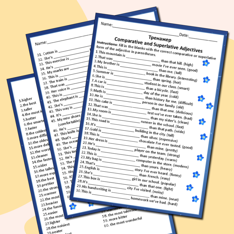 Тренажер «Comparative and Superlative Adjectives»