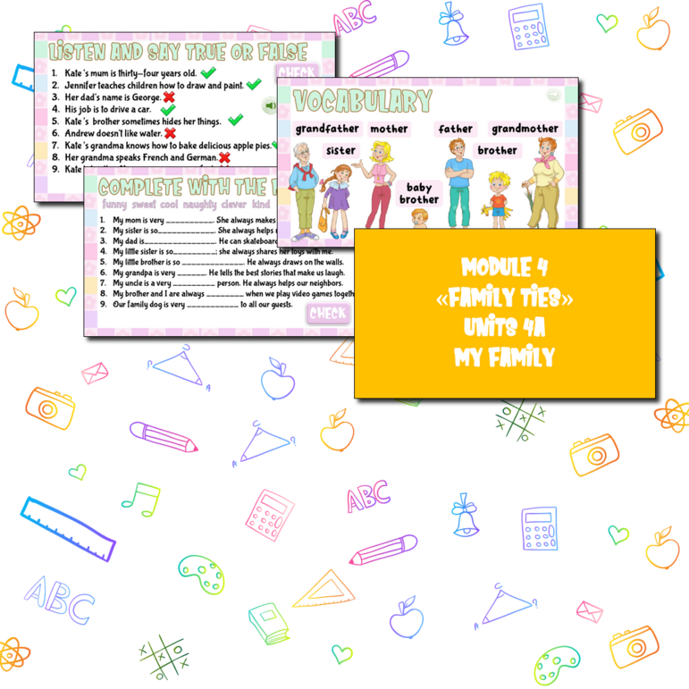Интерактивная презентация к учебнику Spotlight 5, Module 4 «Family ties», Units 4A «My family»