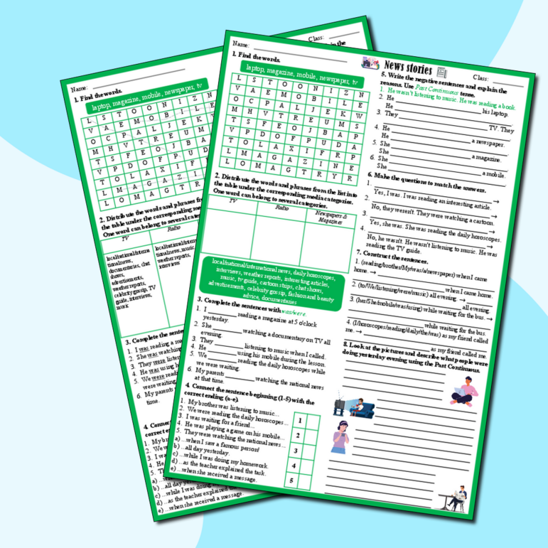 Рабочий лист "News Stories" к УМК Spotlight 7 Module 4a