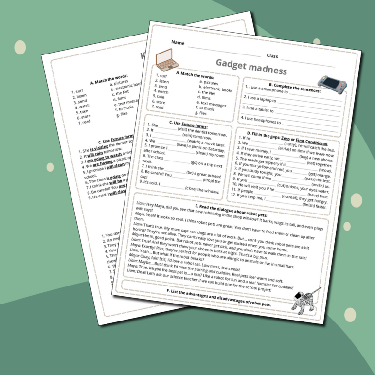 Рабочий лист по английскому языку "Gadget madness" (Spotlight 7. Unit 5B)