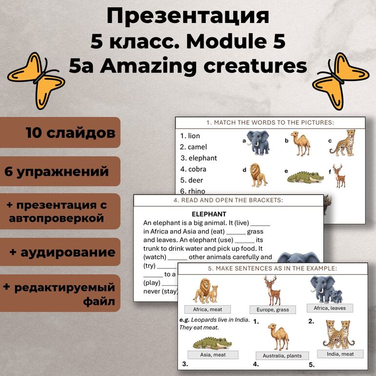 Рабочий лист по английскому языку Spotlight 5 Module 5a «Amazing Creatures»