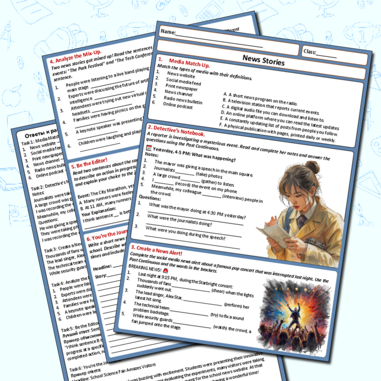 Рабочий лист "News Stories" к УМК Spotlight 7 Module 4a