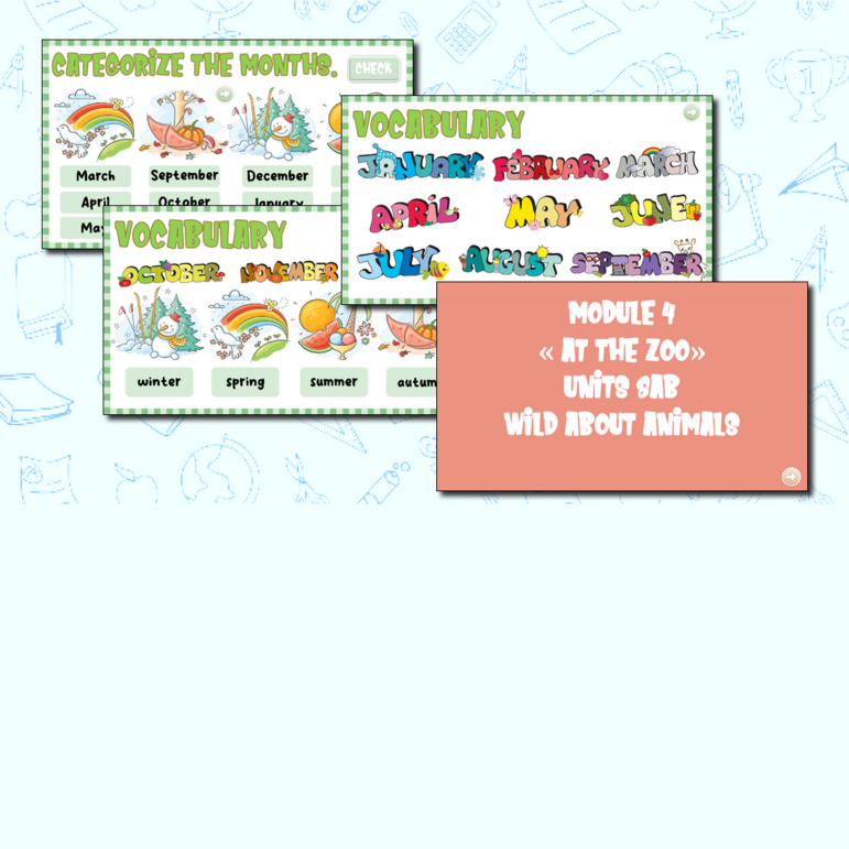 Интерактивная презентация к учебнику Spotlight 4, Module 4 «At the zoo», unit 8B «Wild about ...