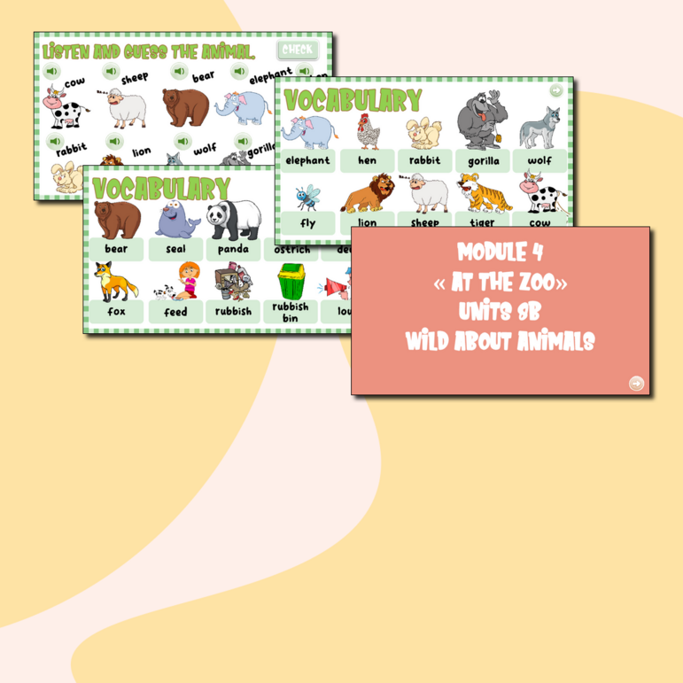 Интерактивная презентация к учебнику Spotlight 4, Module 4 «At the zoo», unit 8B «Wild about ...