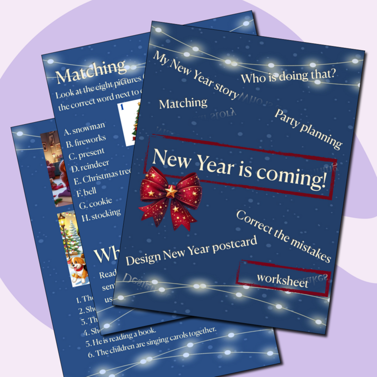 Новогодний рабочий лист по английскому языку «New Year is Coming!» (повторение по модулям ...