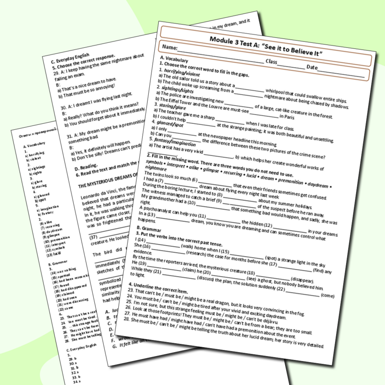 Рабочий Лист Spotlight 9 Module 3 «See It To Believe It».