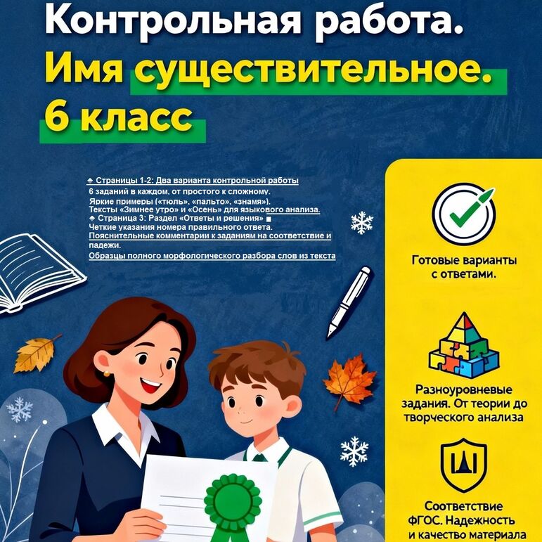 Контрольная работа по русскому языку для 6 класса по теме «Имя ...