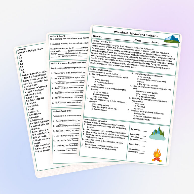 Рабочий лист Spotlight 11 Module 4a: Survival and Decisions