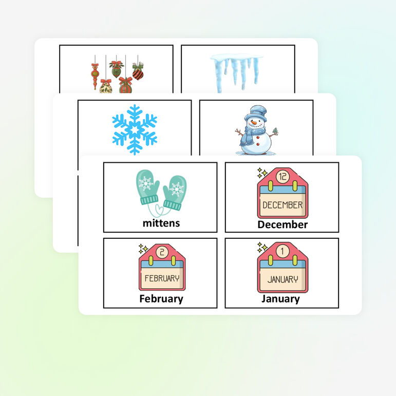 Флеш-карточки «Winter, Christmas, New Year words»
