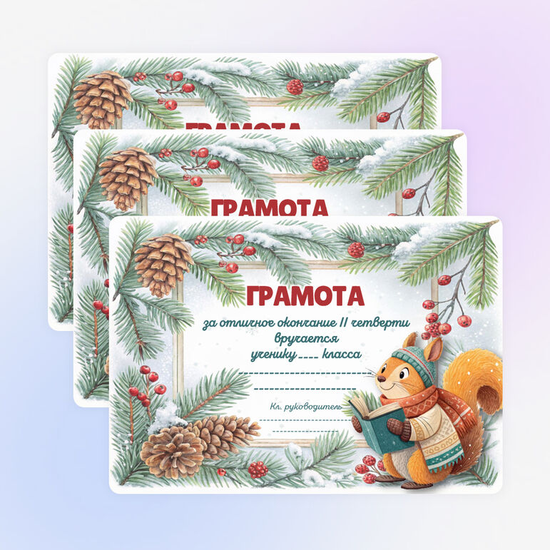 Грамоты на окончание 2 четверти