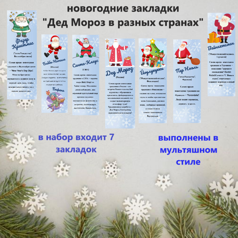 Листы для оформления стенда "Дед Мороз в разных странах"