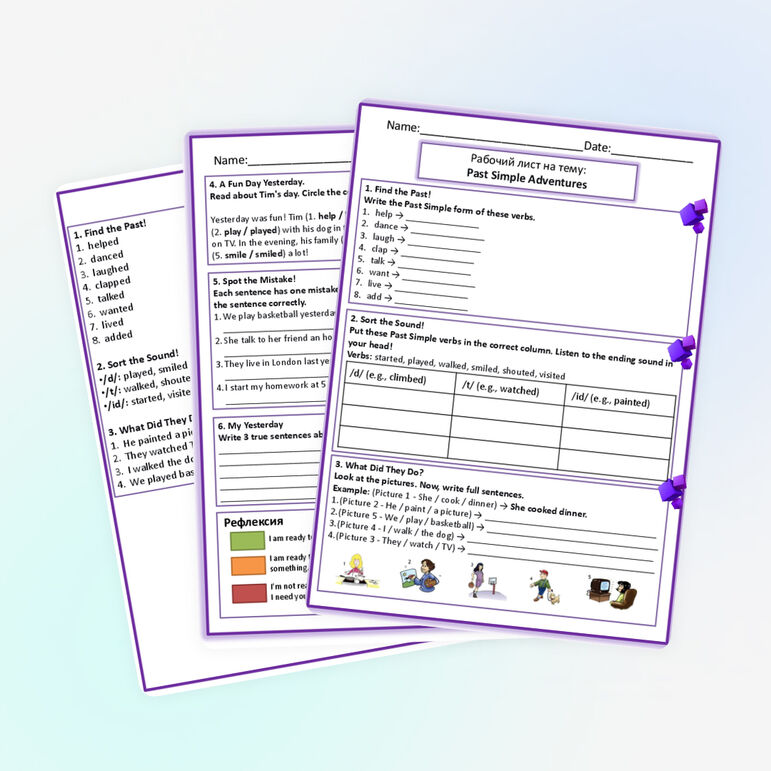 Рабочий лист «Past Simple» Spotlight 4 Module 6 11а The Hare and the ...