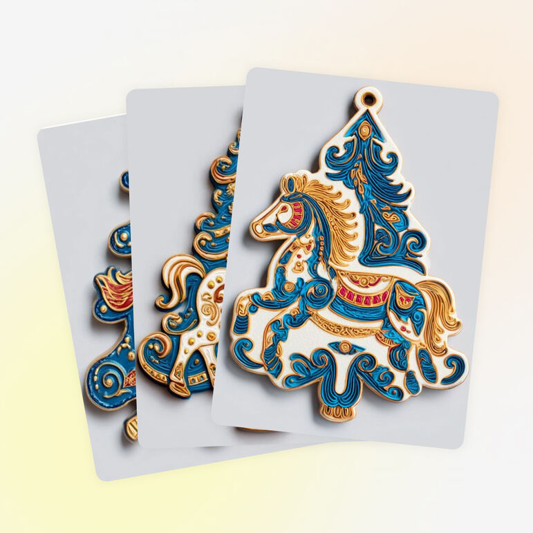 Гирлянда — новогодние пряники и флажки. Символ Нового года — Лошадь