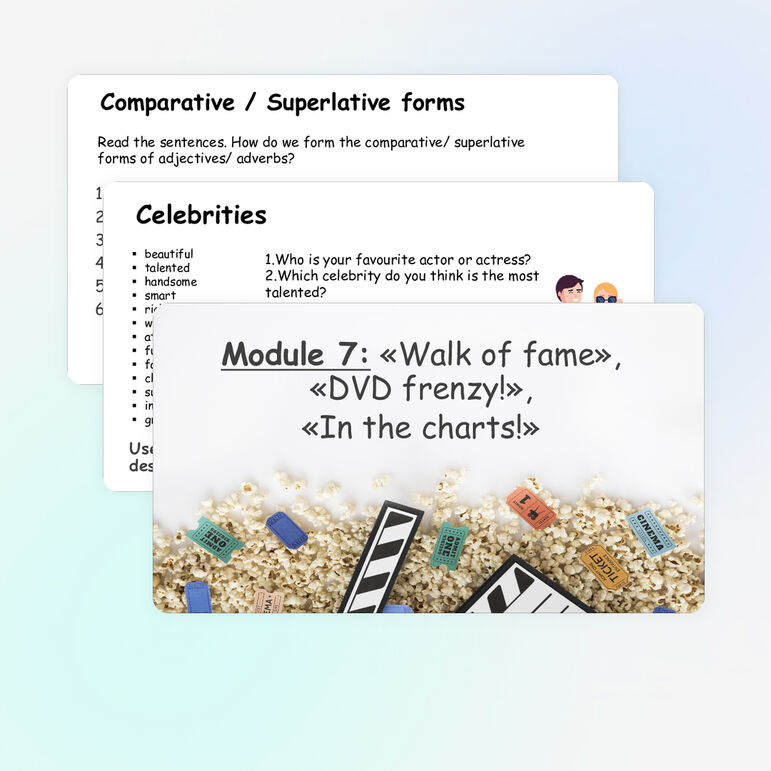 Презентация по английскому языку по теме "In the spotlight" Spotlight 7 Module 7 для 7a, 7b, 7c ...