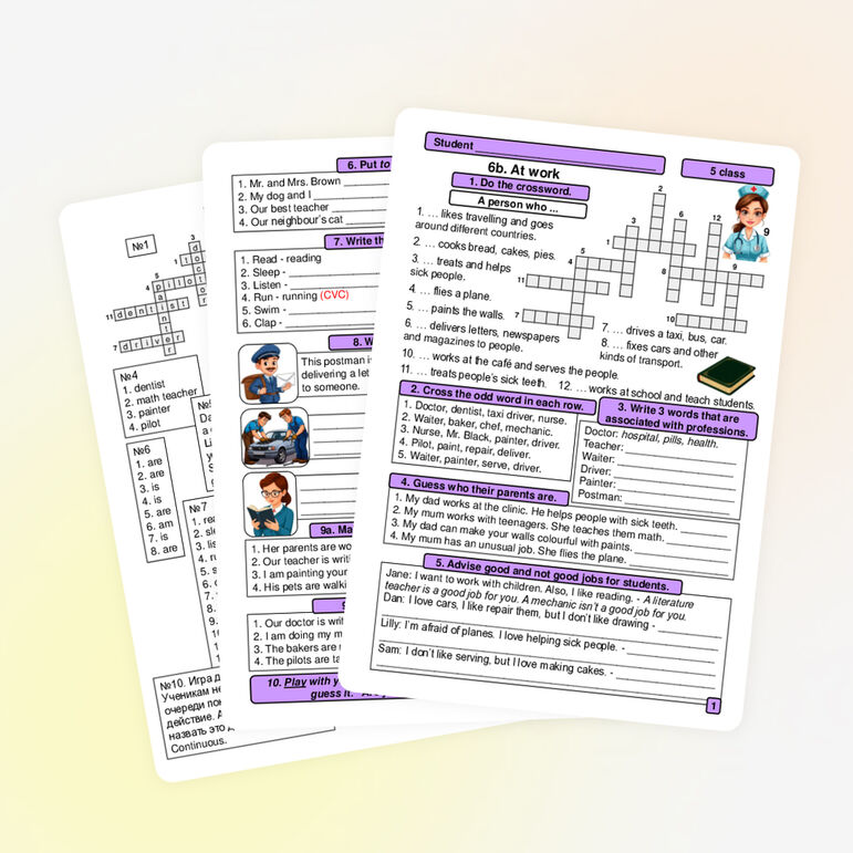 Рабочий лист «6b. At work» (Spotlight 5, Module 6, Round the clock)