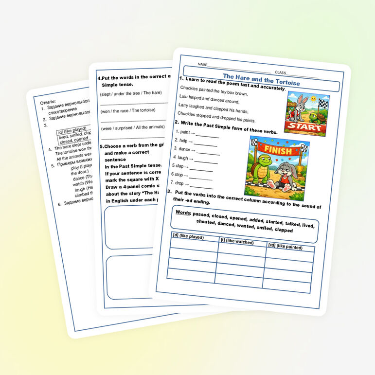 Рабочий лист по английскому языку Module 6, unit 11a,b "The Hare and ...