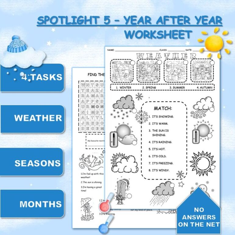 Рабочий лист к учебнику Spotlight 5 (Module 7a). Year after year ...