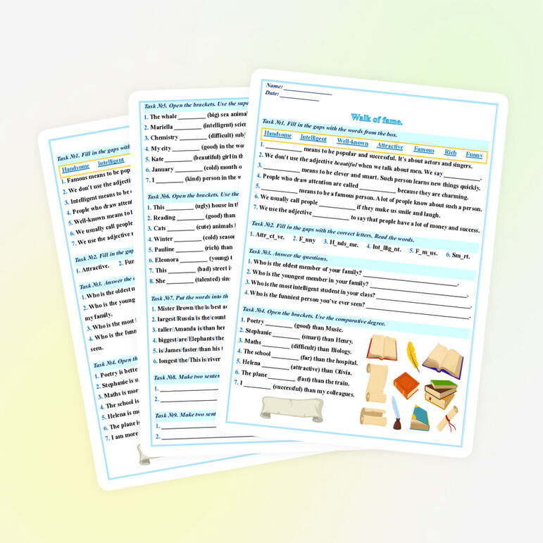 Рабочие листы для Spotlight 7 «Module 7 In the Spotlight. Unit 7a Walk of fame.»