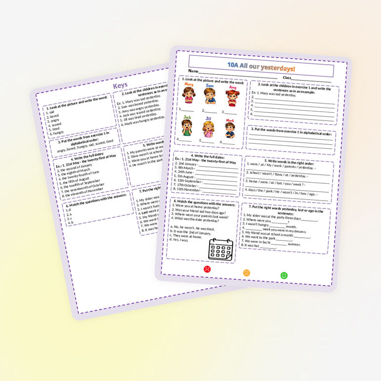 Рабочий лист Spotlight 4. Module 5. 10a «All our yesterdays»