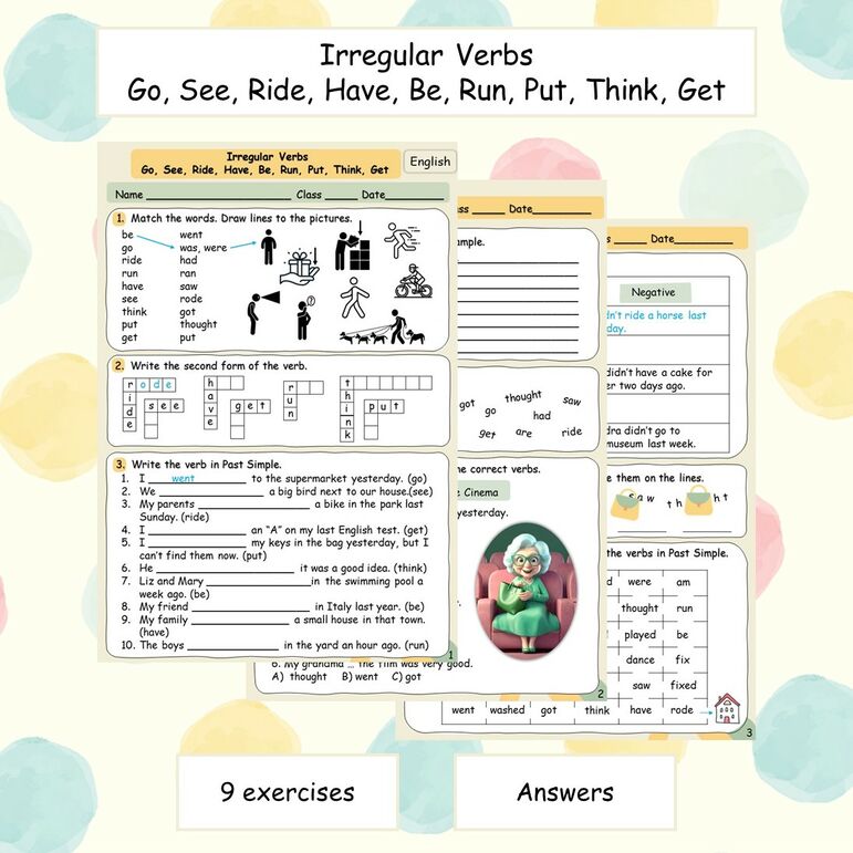 Рабочий лист по английскому языку «Irregular Verbs (Go, See, Ride, Have ...