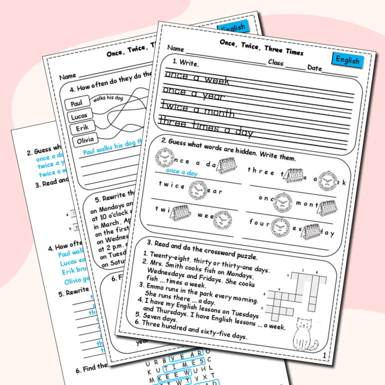 Рабочий лист по английскому языку Once, Twice, Three Times