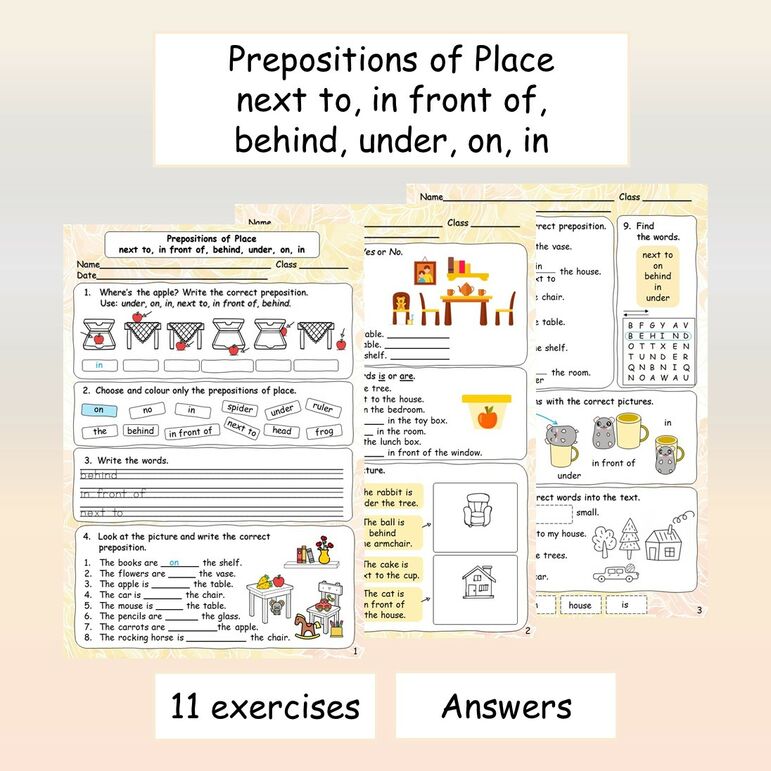 Рабочий лист по английскому языку «Prepositions of Place «next to, in ...