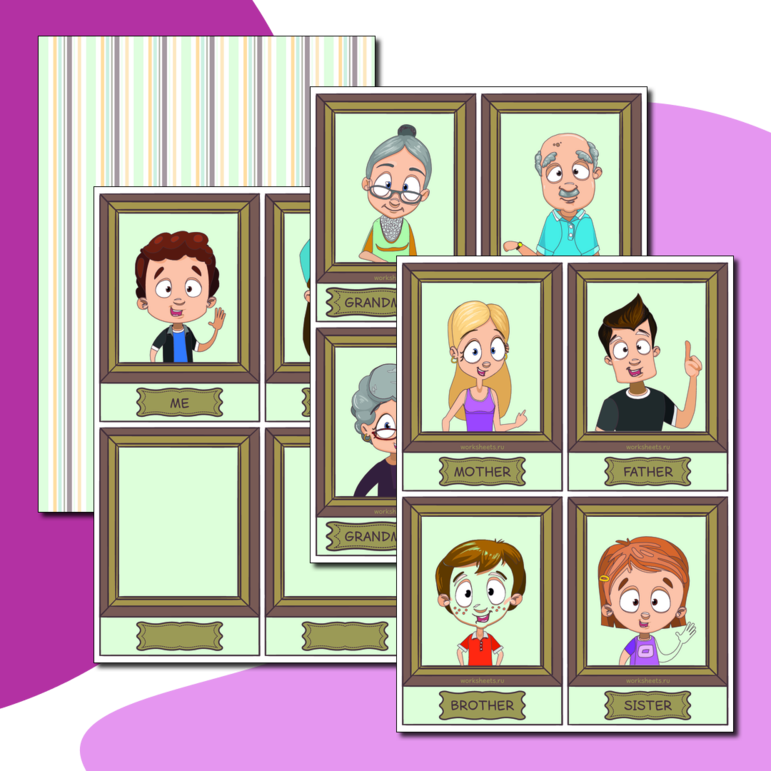Family members - flash cards. Члены семьи. Карточки (16 шт.)