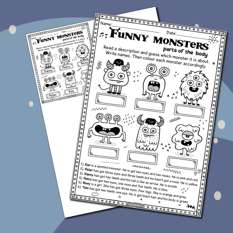 Funny monsters - parts of the body. Части тела