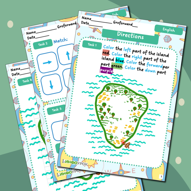 Рабочий лист по английскому языку по теме "Directions: left / right ...