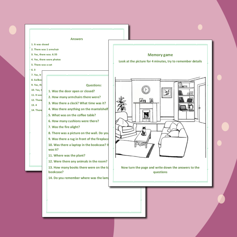 Игра «Memory game. Remember the details.»