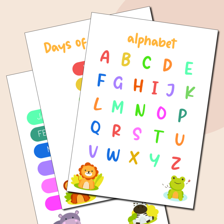 Карточки - вклейки в тетрадь. Alphabet. Numbers. Days of the week ...