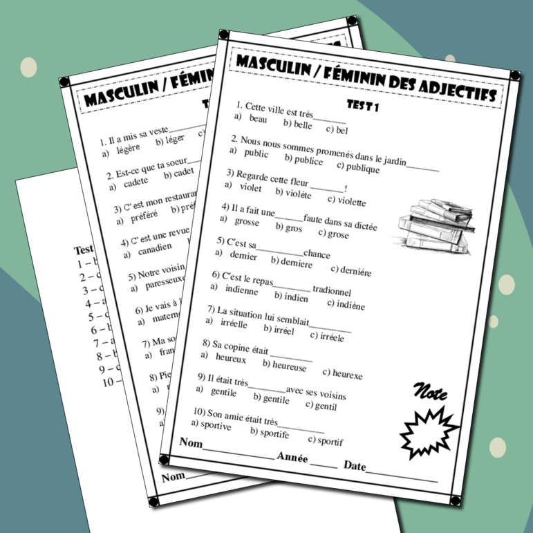 Тест «Masculin et feminin des adjectifs»