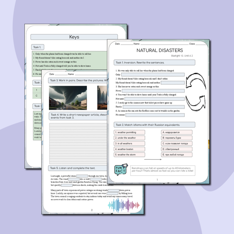 Starlight 10, Unit 4.2. Natural disasters.