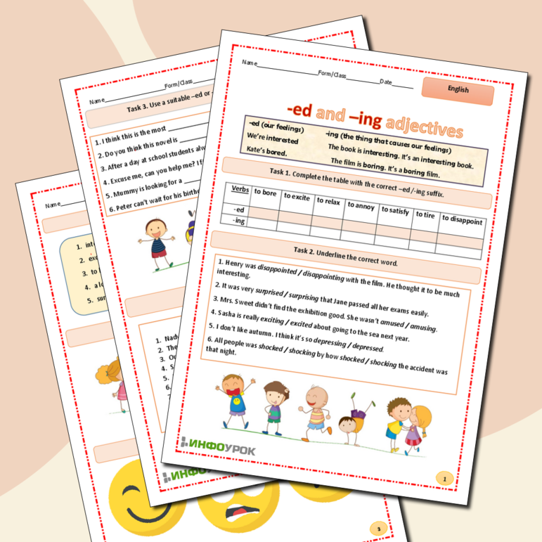 Ejercicio De Ed Ing Adjectives Adjectives Ending In ED And ING