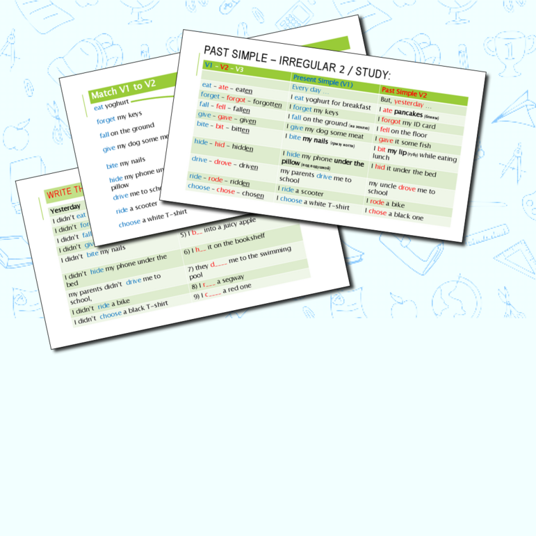 Дидактический материал по отработке неправильных глаголов в Past Simple ...