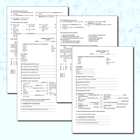 Spotlight 5 Module 4 Test