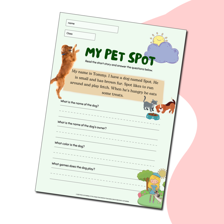 Worksheets "My Pet Dog"