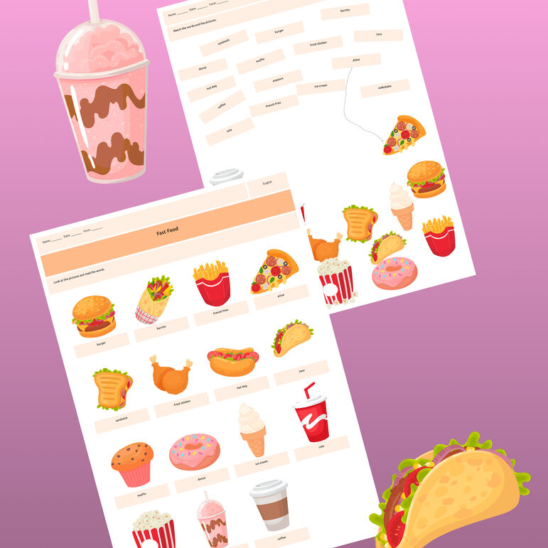 Fast Food, Junk Food. Рабочий лист по английскому языку по теме "Фаст фуд".