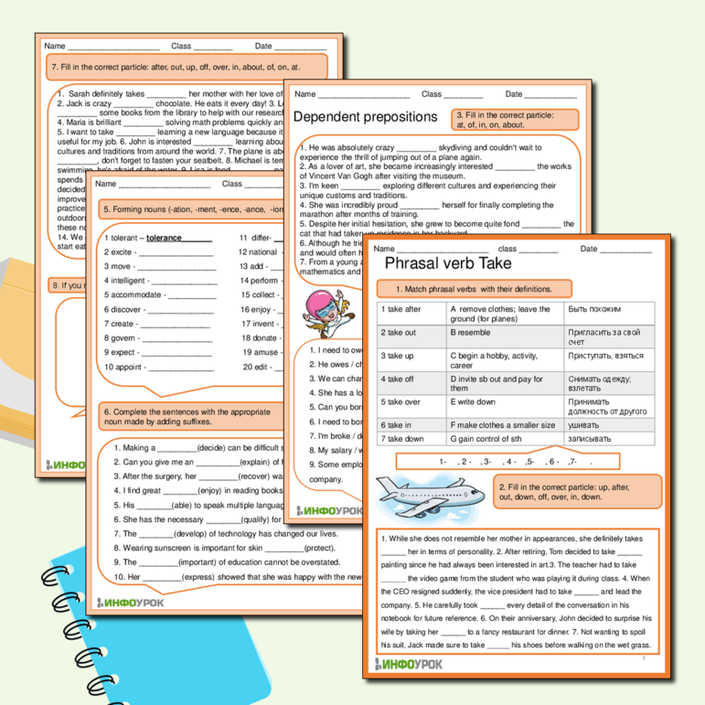 Use of English (Phrasal verbs take, dependent prepositions)