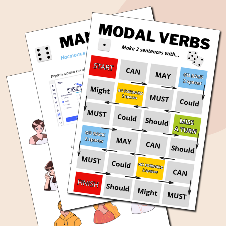 Настольная игра "Модальные глаголы" (Modal Verbs board game)