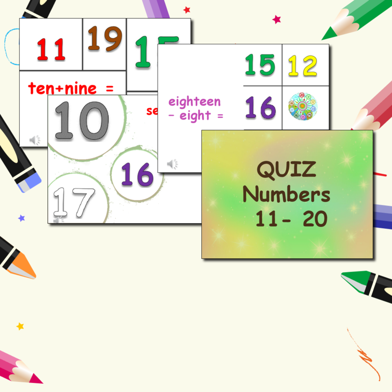 Карточки с заданиями Numbers 11-20 (Числа 11-20)