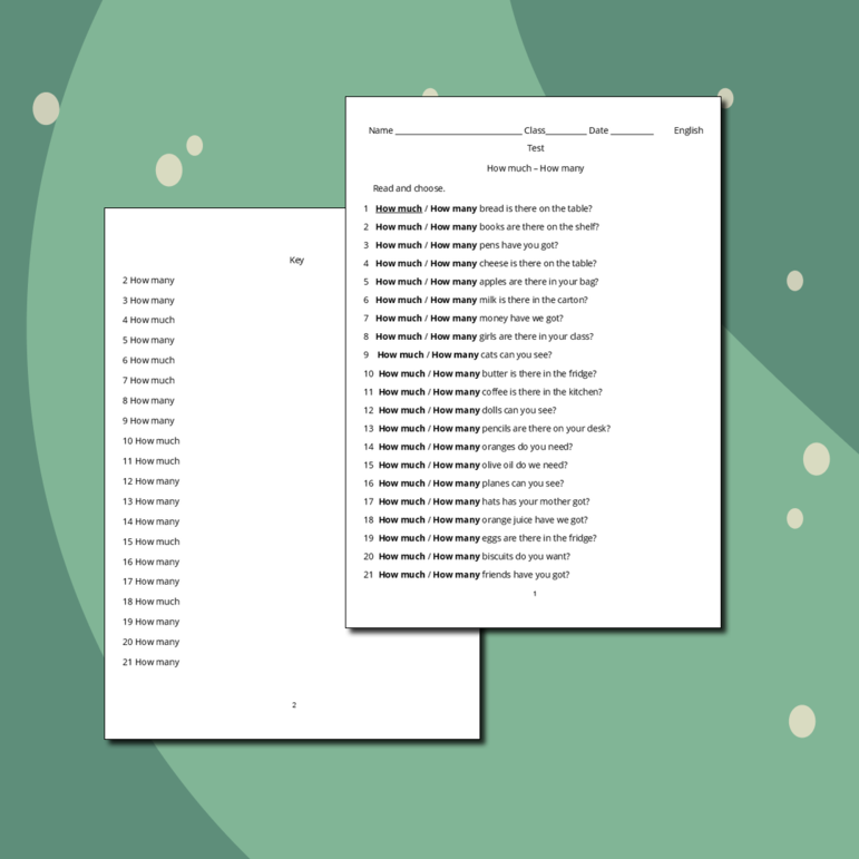 Тест по английскому языку 'How much - How many'
