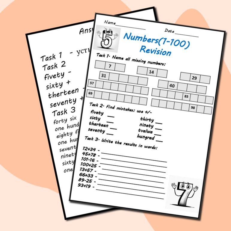 Карточка "Numbers. Revision" (Цифры. Повторение). Spotlight 5 класс ...