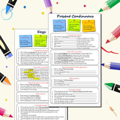 Рабочий лист "Present Continuous, Spotlight 4"