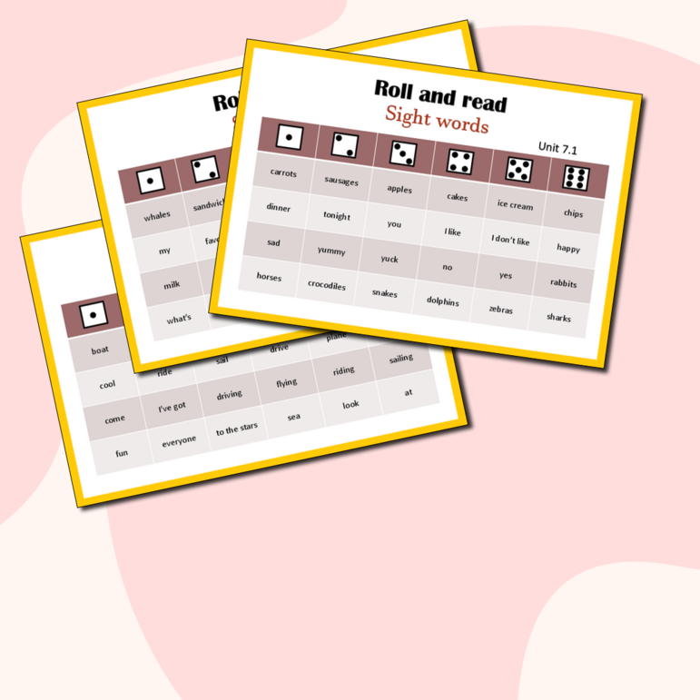 Roll and read."Sight words", units 7-9. "Визуальные слова". обучение чтению