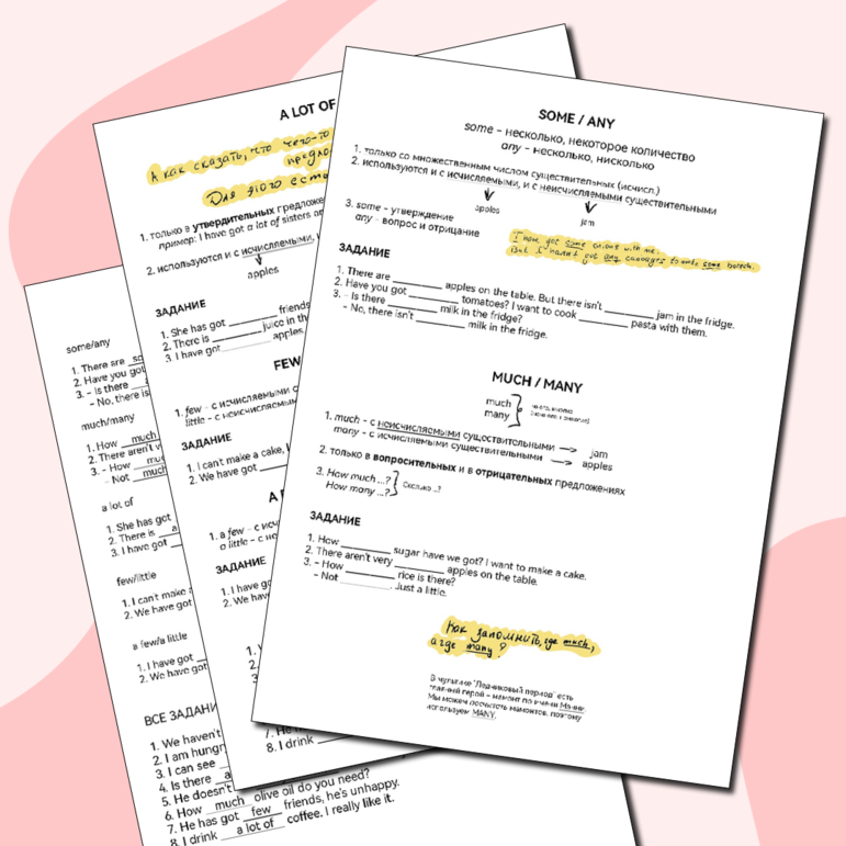 Таблица some any much many | Obrezka.com