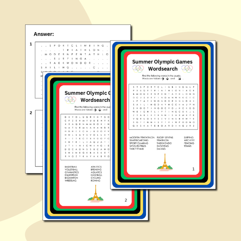Поиск слов Летние Олимпийские игры 2024|Summer Olympic Games Word Search
